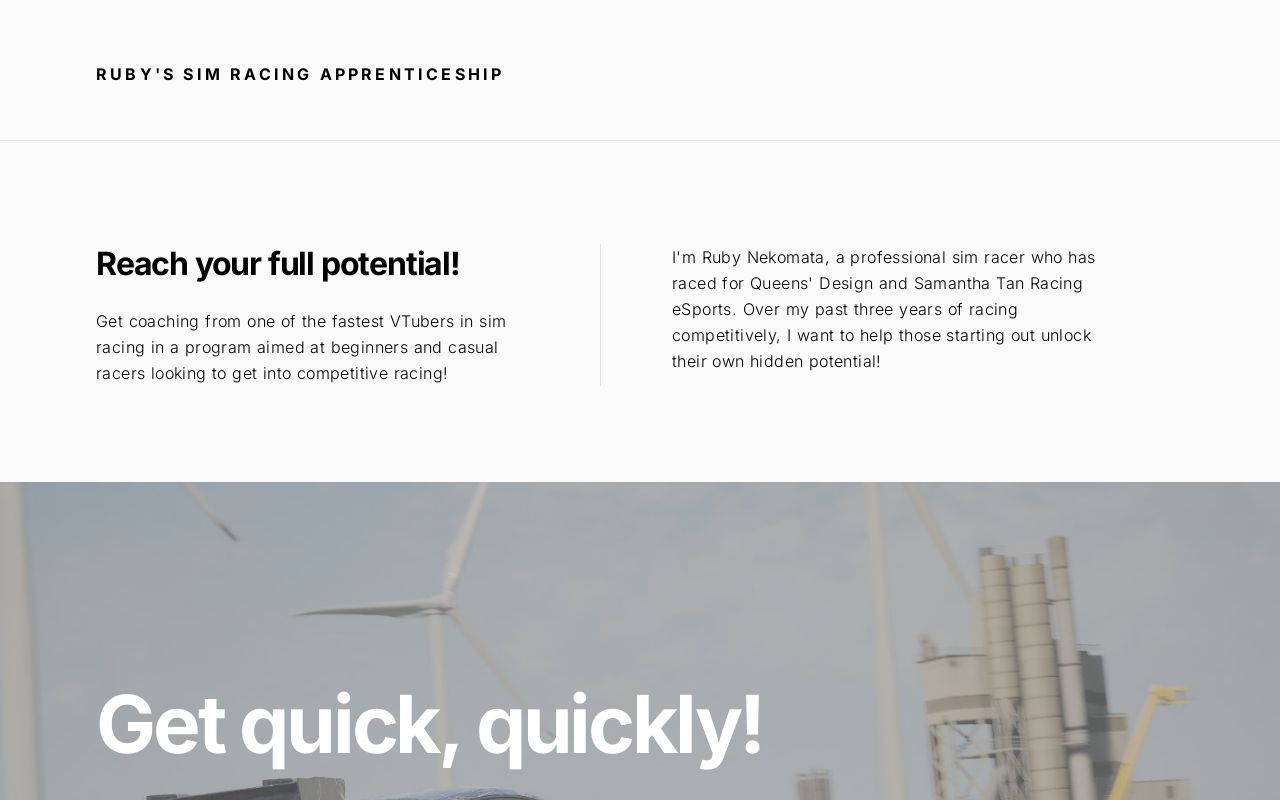 Ruby's Sim Racing Apprenticeship